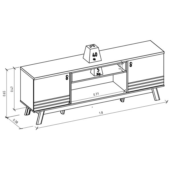 Rack para Tv 75 Polegadas 2 Portas com Nichos Colors Nature/Off White