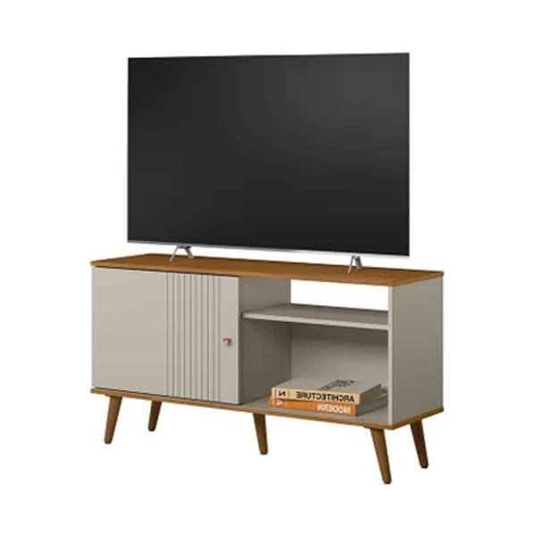 Rack para TV 50 Polegadas 1 Porta 1 Prateleira Rubro - Nature/Off White