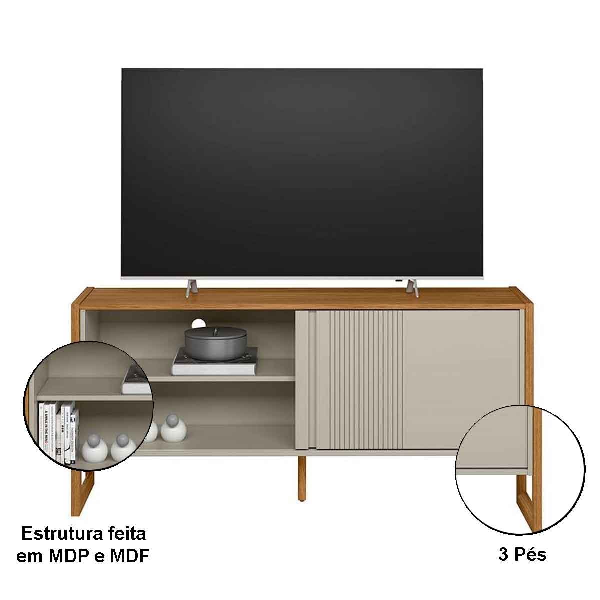 Rack para TV 55 Polegadas 1 Porta 1 Prateleira Golden - Nature/Off White