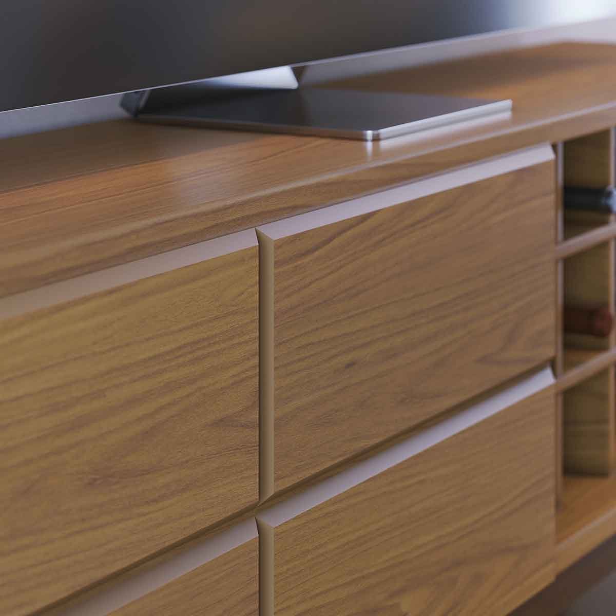 Rack Bancada 2 Portas Adega 6 Garrafas TV até 70" Polegadas Noruega - Freijó