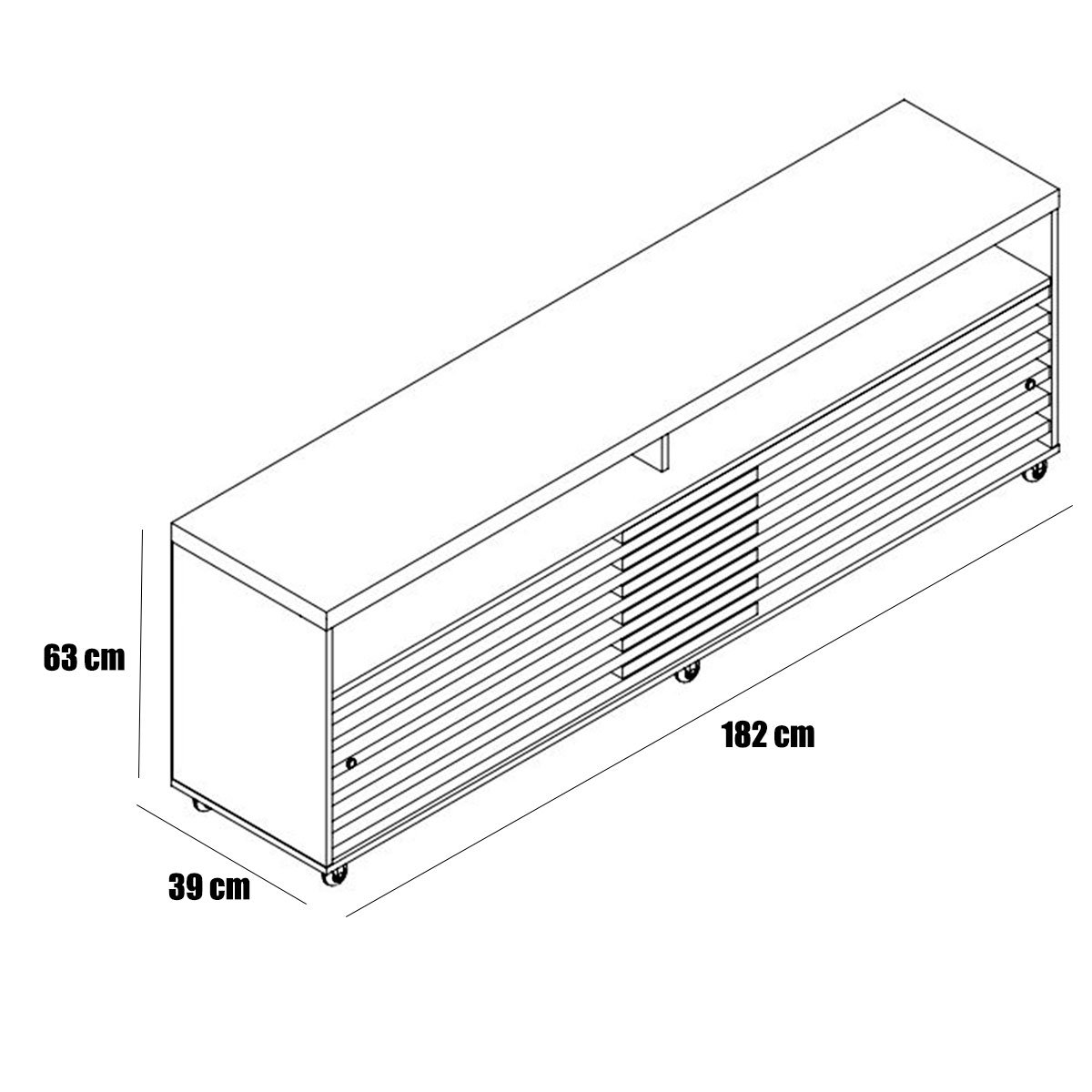 Rack Bancada Foz 2 Portas Rodízios TV até 75 Polegadas - Cinamomo/Off White